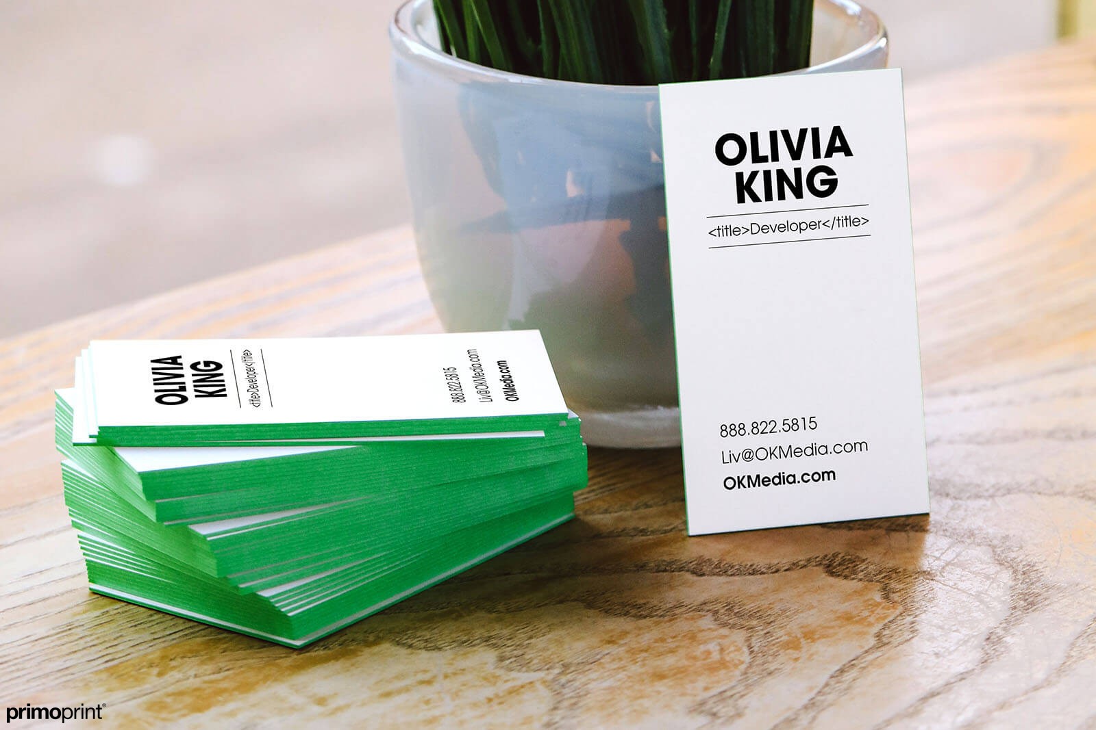 Green Painted Edge Business Card | Thick Card | Primoprint
